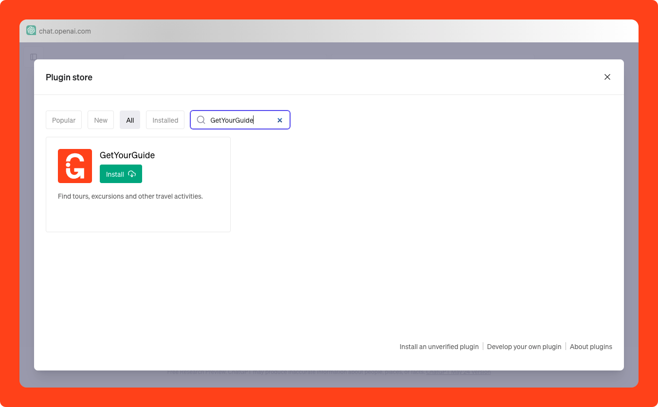 GetYourGuide ChatGPT Plugin