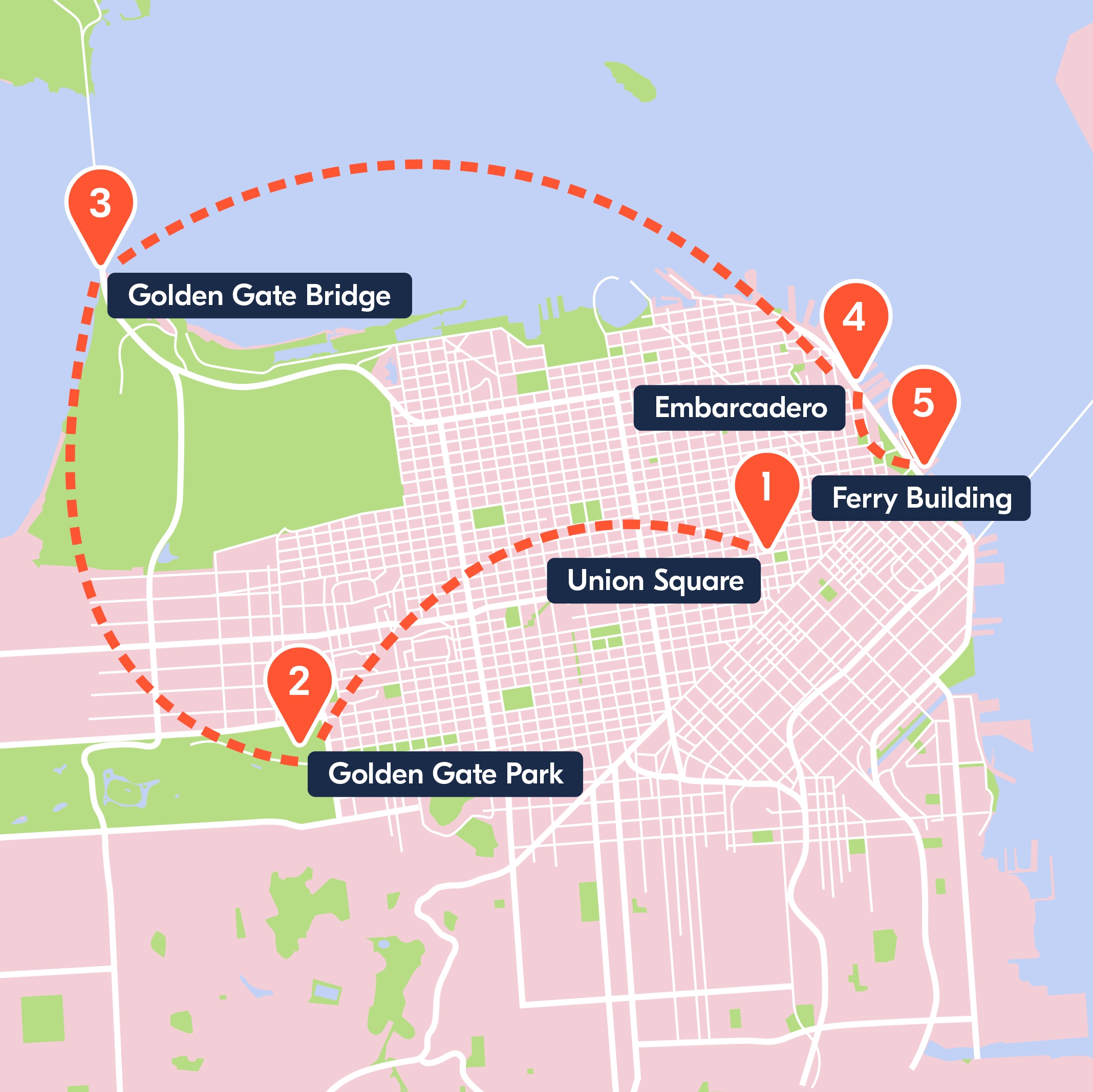 San Francisco Main Attractions Map San Fracisco Map The Tourist Maps