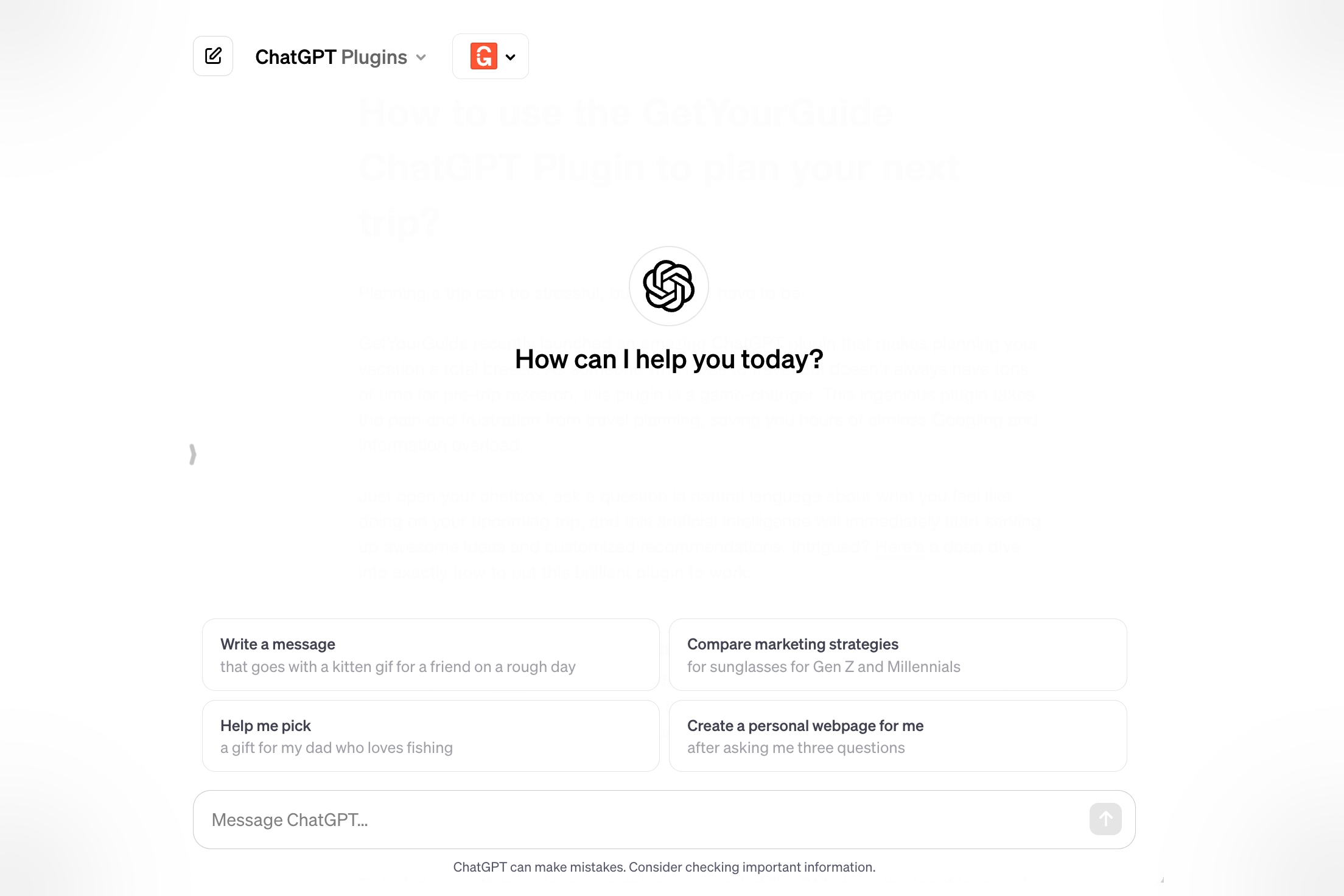 How to use GetYourGuide’s ChatGPT Plugin to plan your next trip