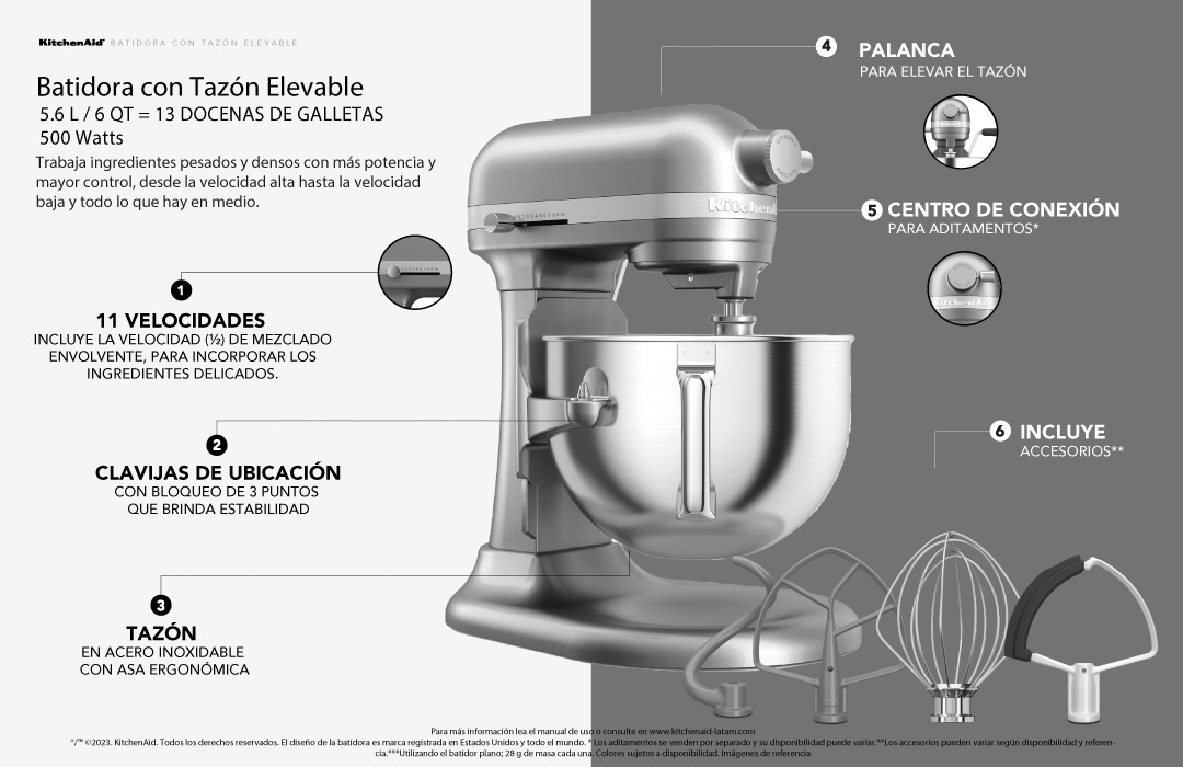 Batidora de pedestal KITCHENAID Bowl-Lift 5.7 lt 11 Velocidades 575 W ...