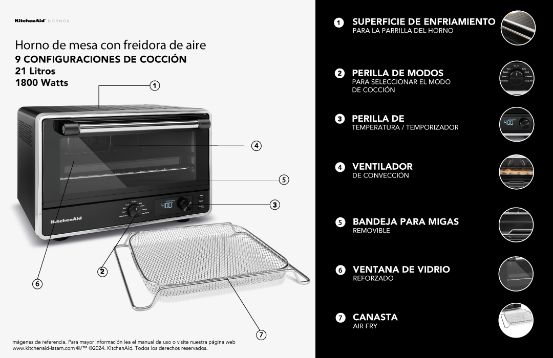 Horno Con Freidora de Aire KitchenAid 21 Litros KITCHENAID | falabella.com