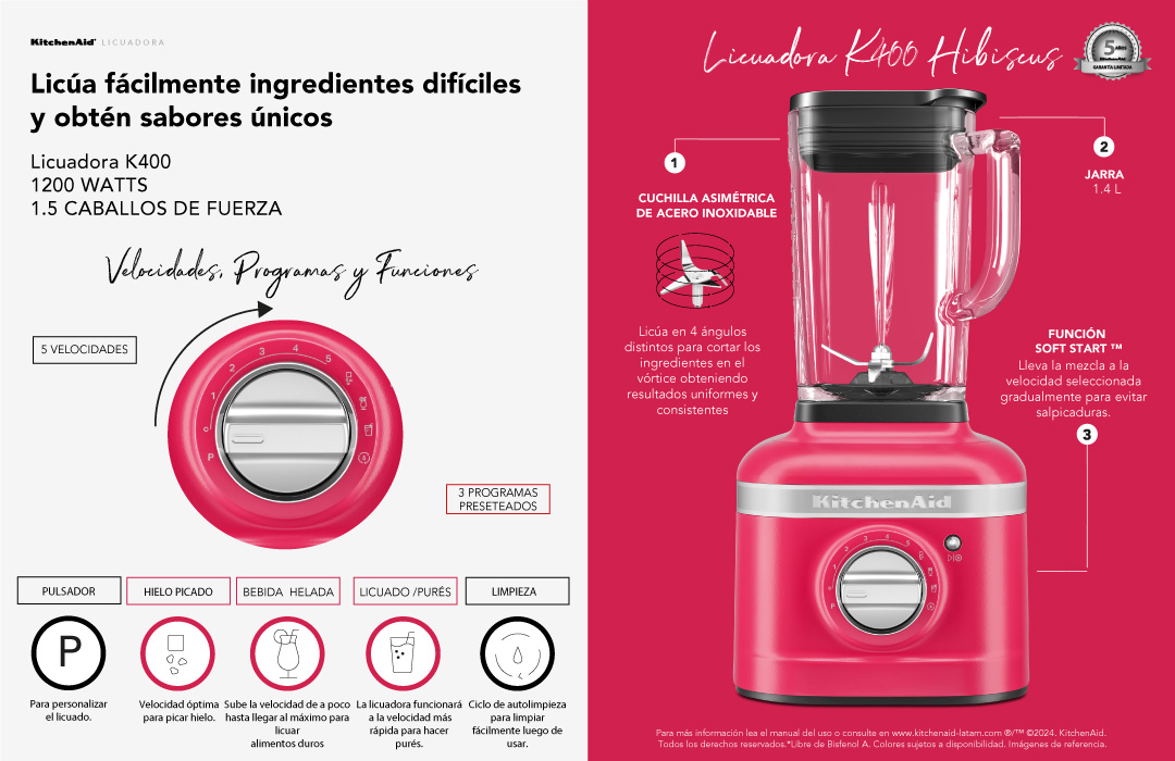 Licuadora KitchenAid K400 5 Velocidades 1200 W KITCHENAID | falabella.com