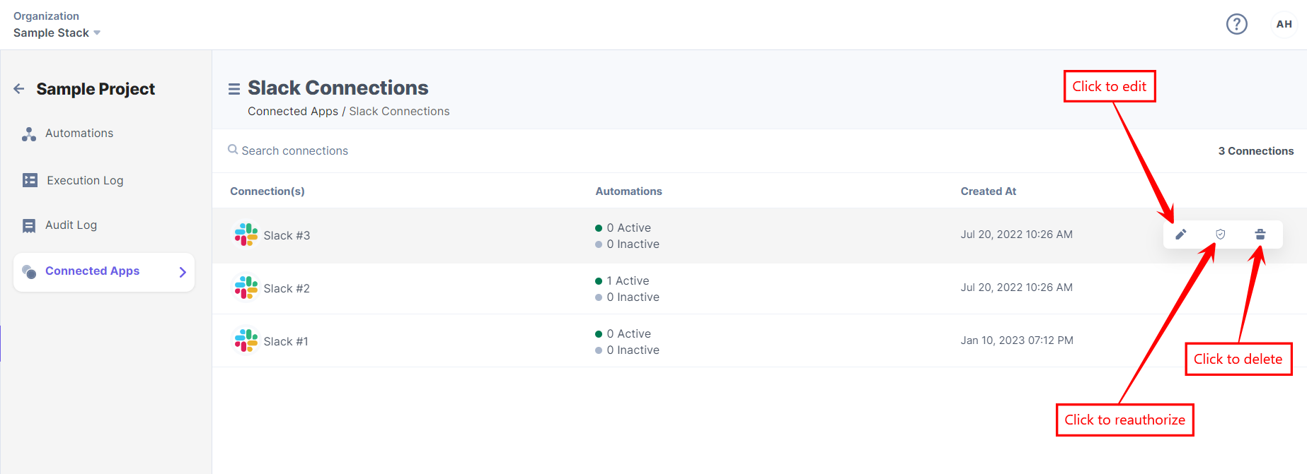 View List of Connected Apps in Automations