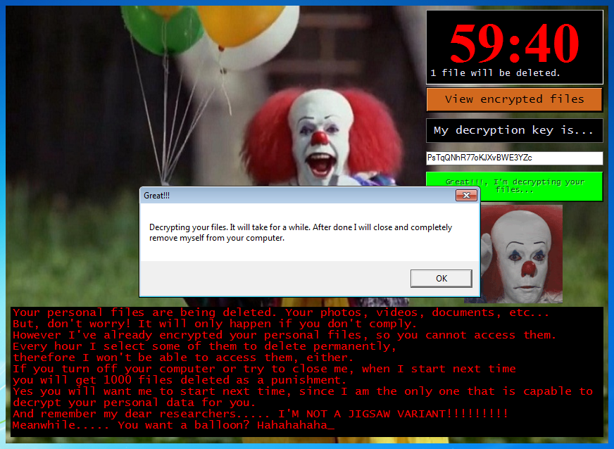 Ransomware: "I'm not a Jigsaw variant!"