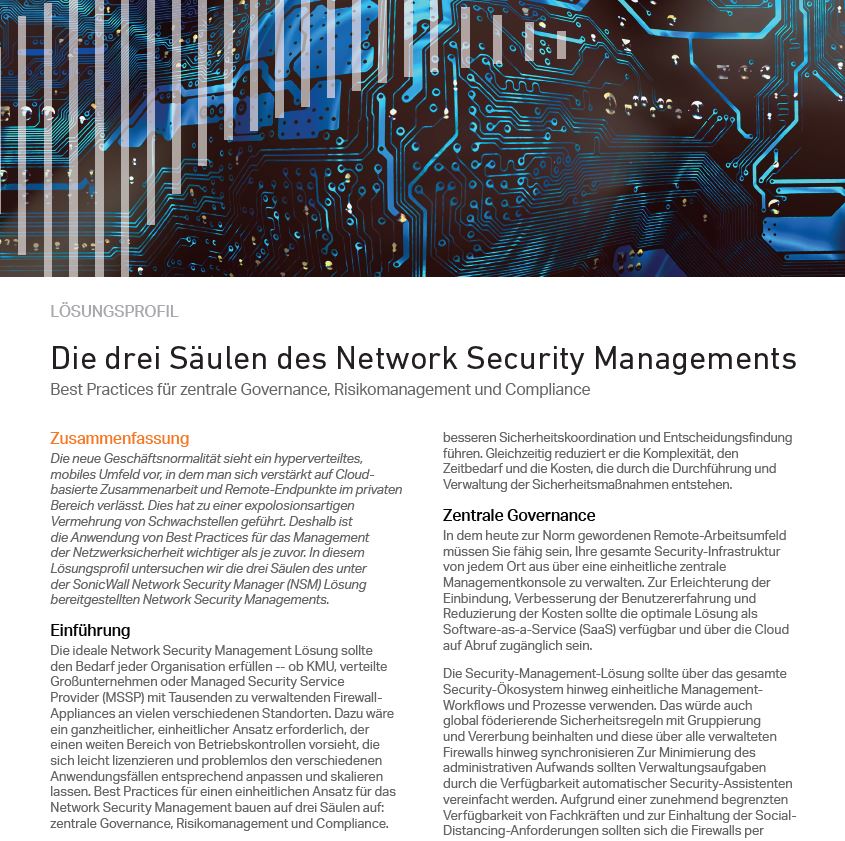 Lösungsprofil – Die drei Säulen des Network Security Managements