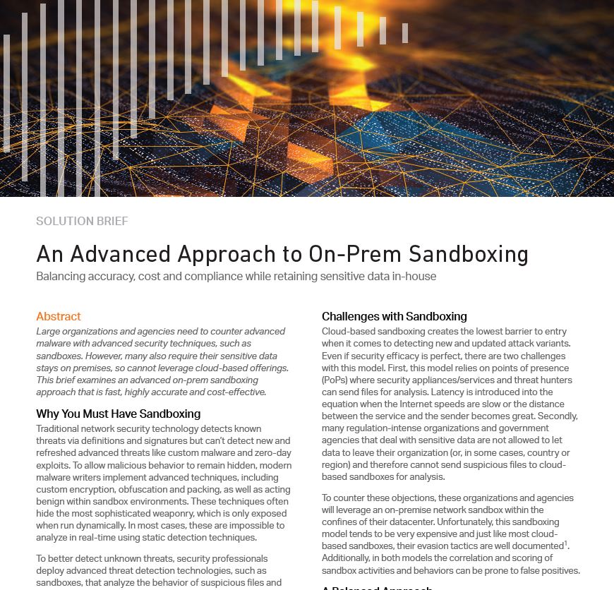 An Advanced Approach to On-Prem Sandboxing