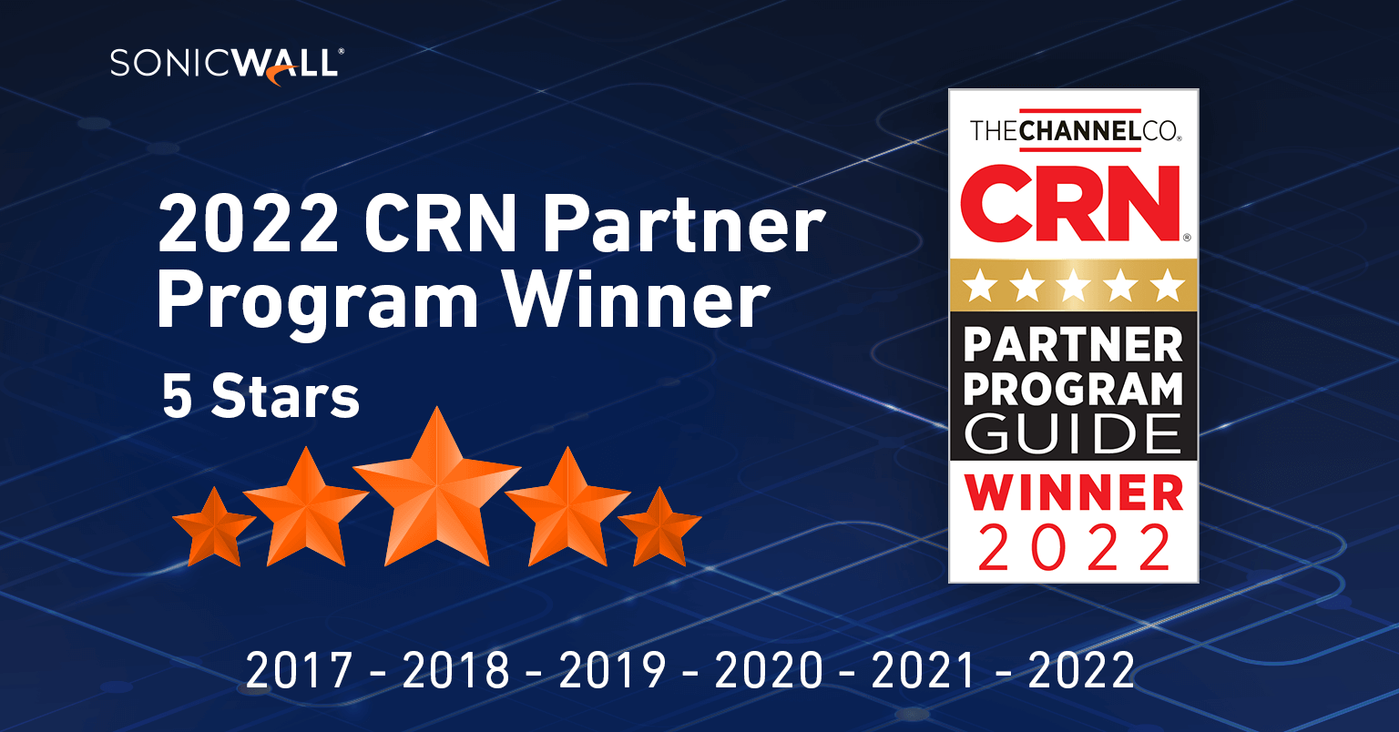 CRN Honors SonicWall With 5-Star Rating in 2022 Partner Program Guide