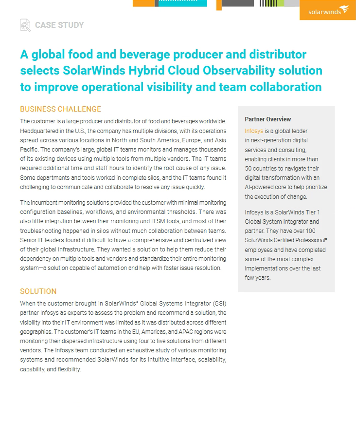 Global Food And Beverage Producer Improves Operational Visibility With