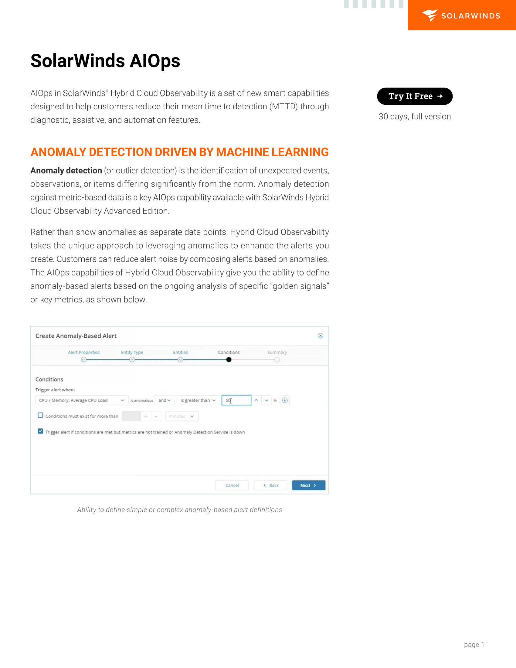 Elevate Your Observability Strategy with AIOps – Datasheet | SolarWinds