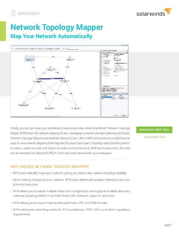 Network Topology Mapper Datasheet | SolarWinds