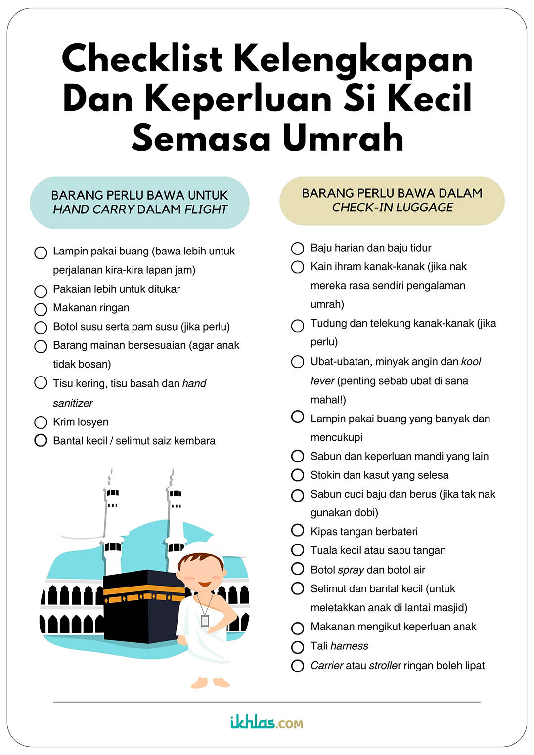 Tip Mudah Buat Umrah Bawa Anak Kecil