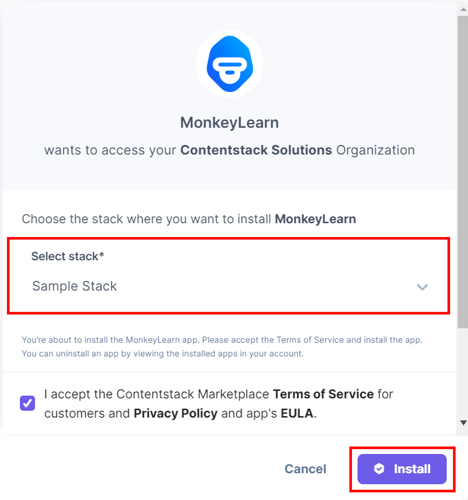 MonkeyLearn App Installation Guide | Contentstack