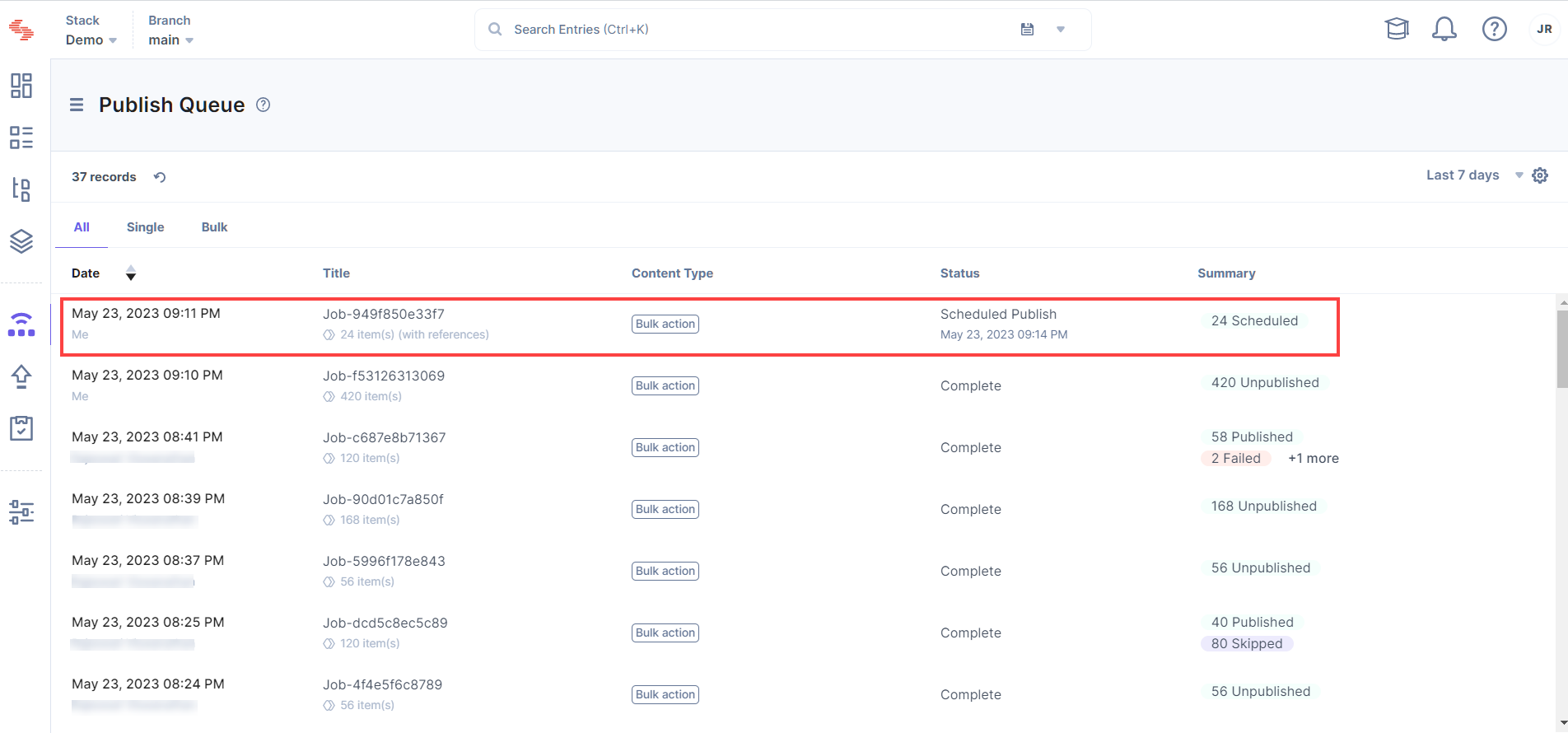 View Publish Status Of Entriesassets In Publish Queue 