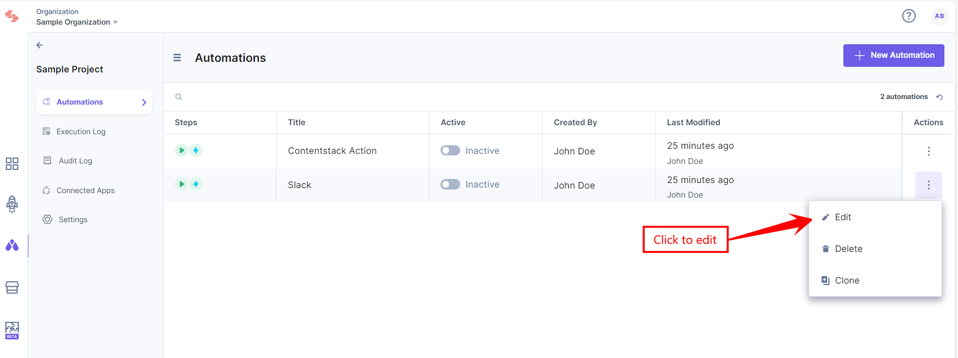 Edit Automation Details