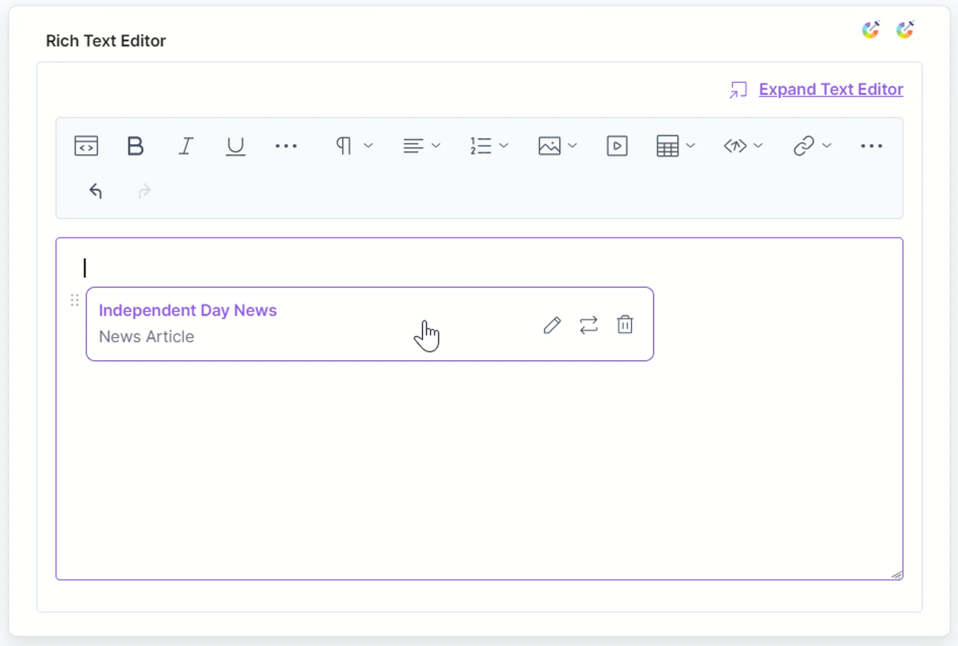 Rich Text Editor (RTE) Field | Customized Rich Text Editor
