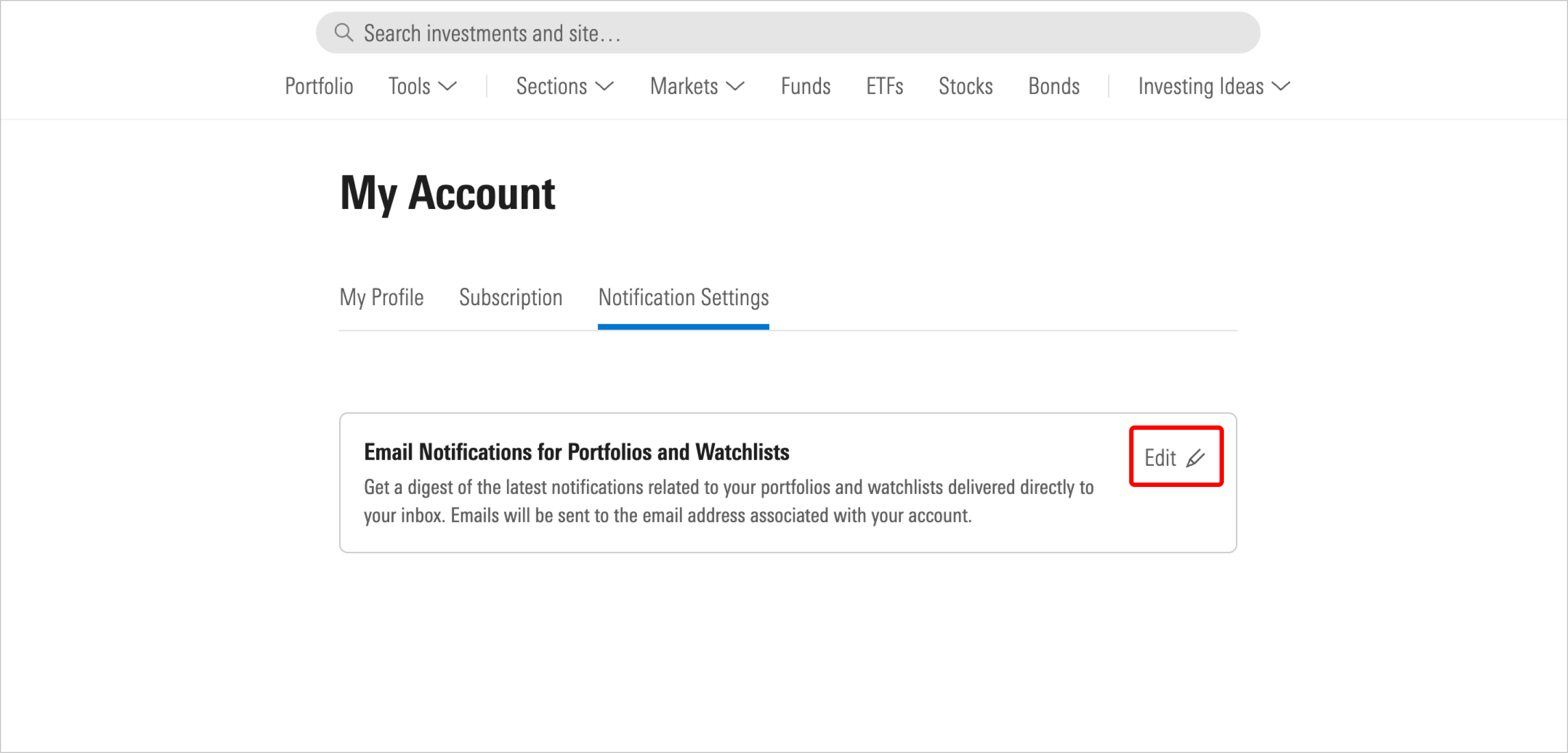 Email notifications | Help | Morningstar