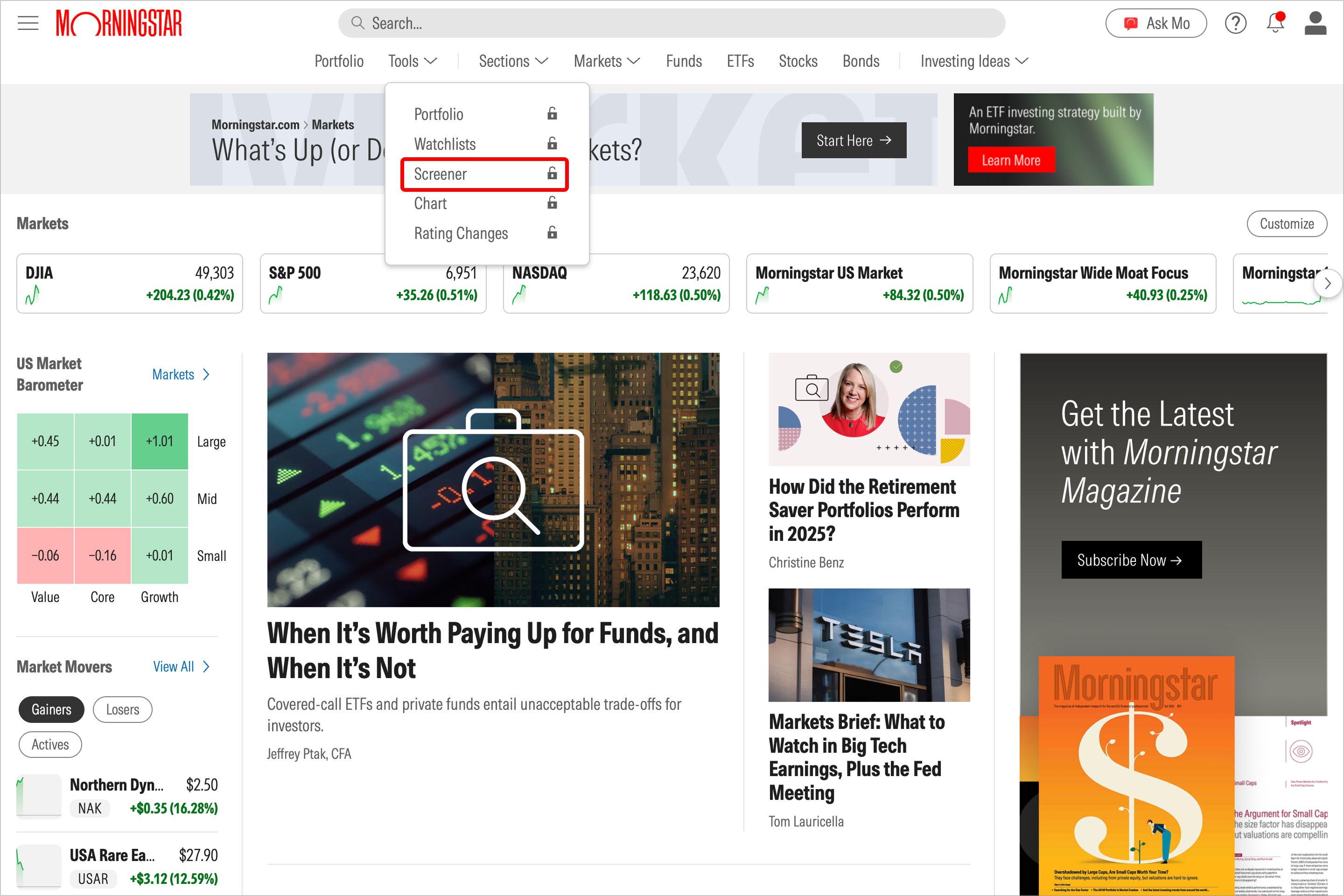 Create a screen | Help | Morningstar