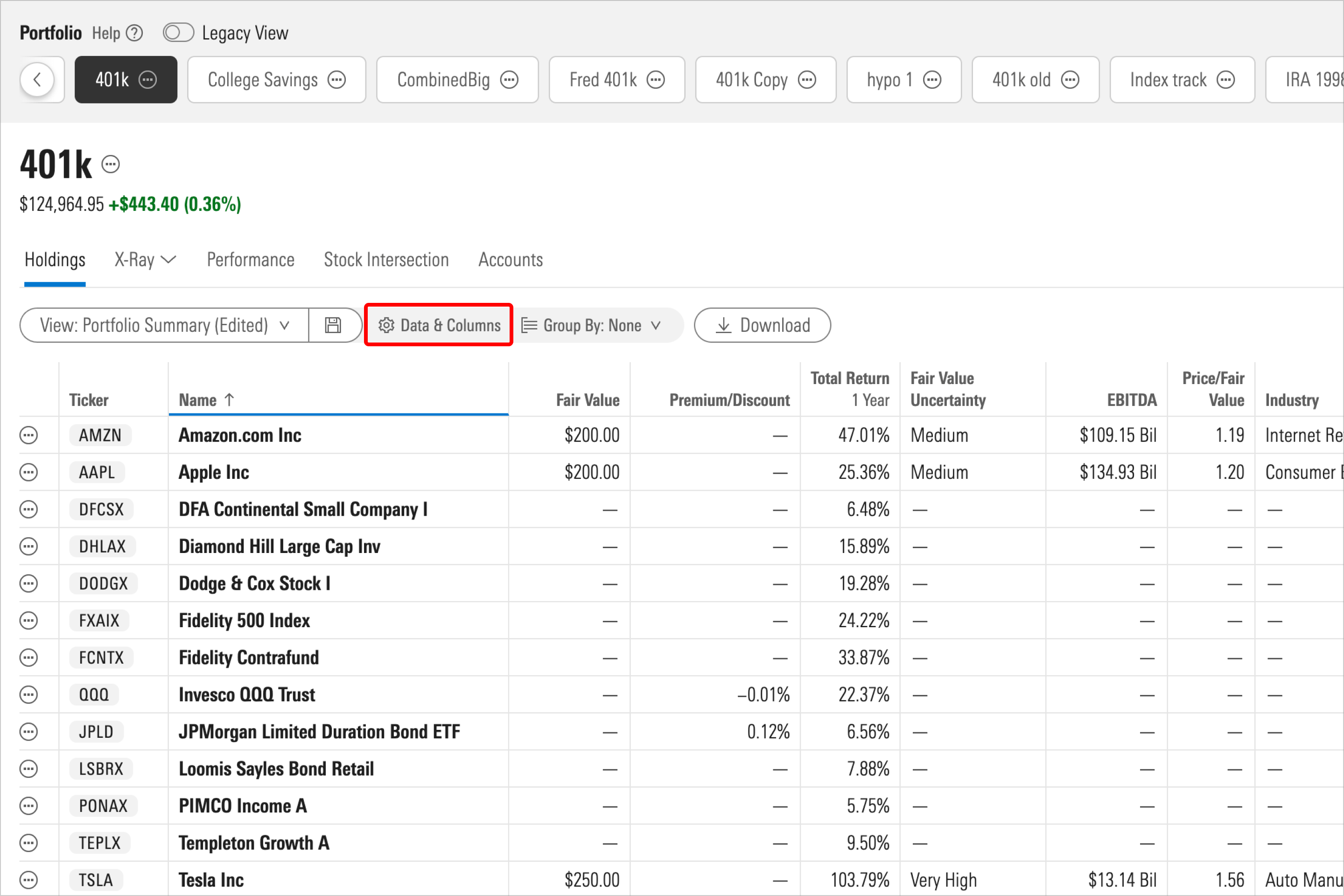 Editing data and columns in Portfolio | Help | Morningstar Editing data and columns in Portfolio | Help | Morningstar