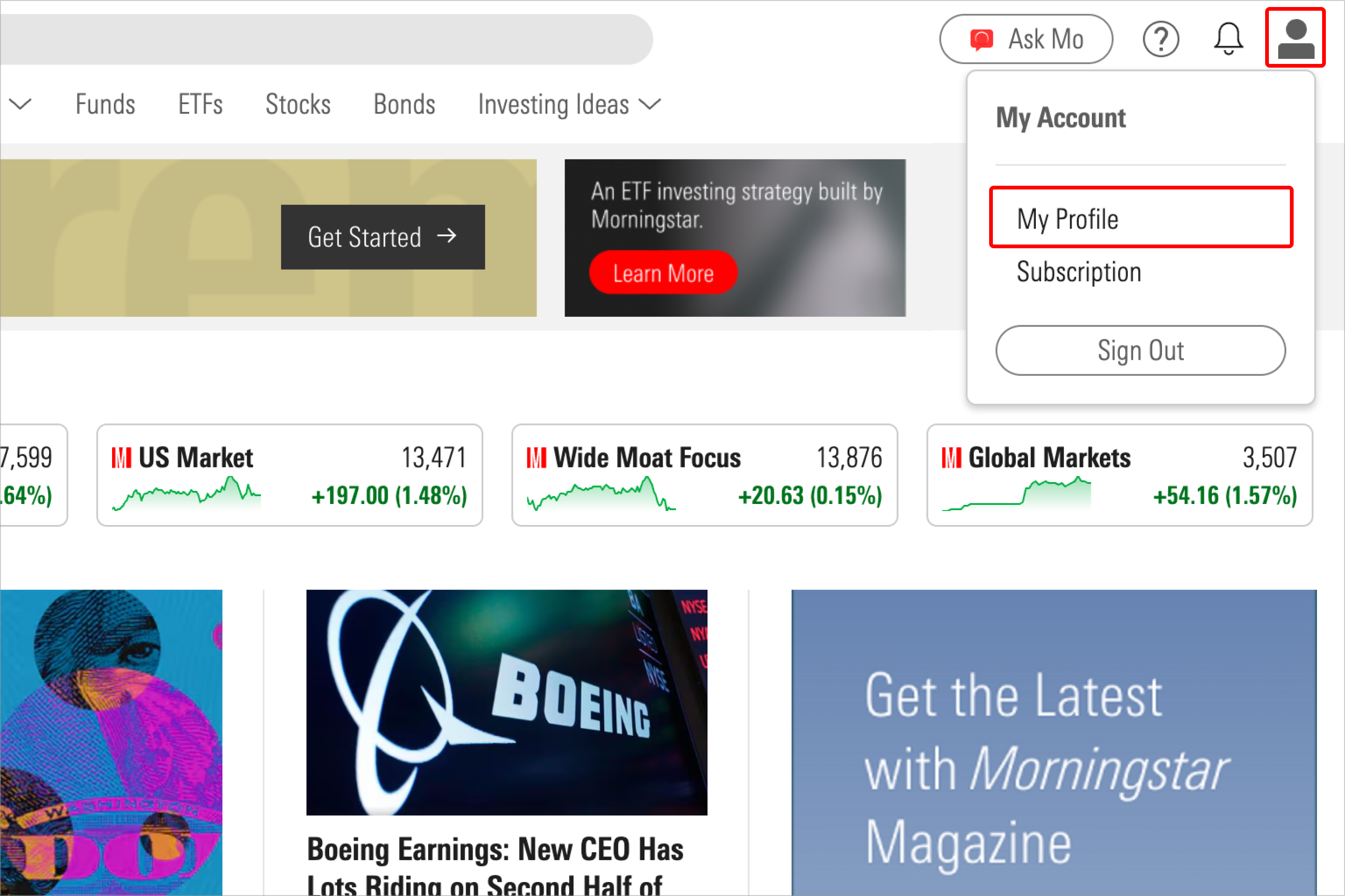 Update profile information | Help | Morningstar