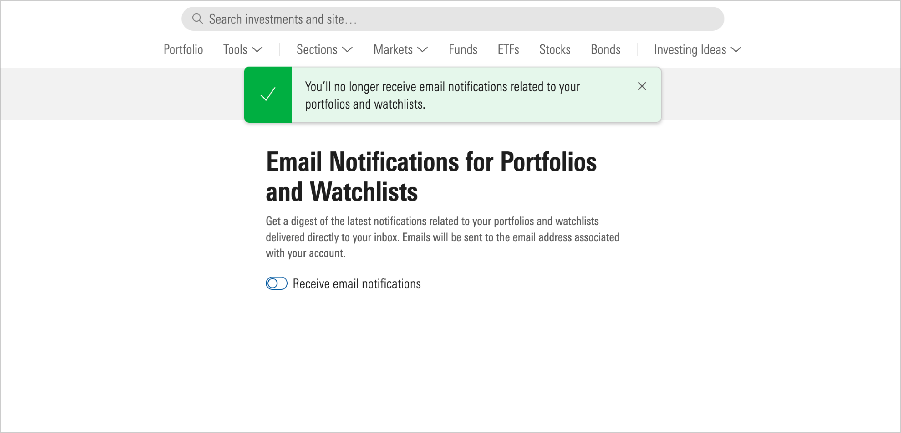 Email notifications | Help | Morningstar