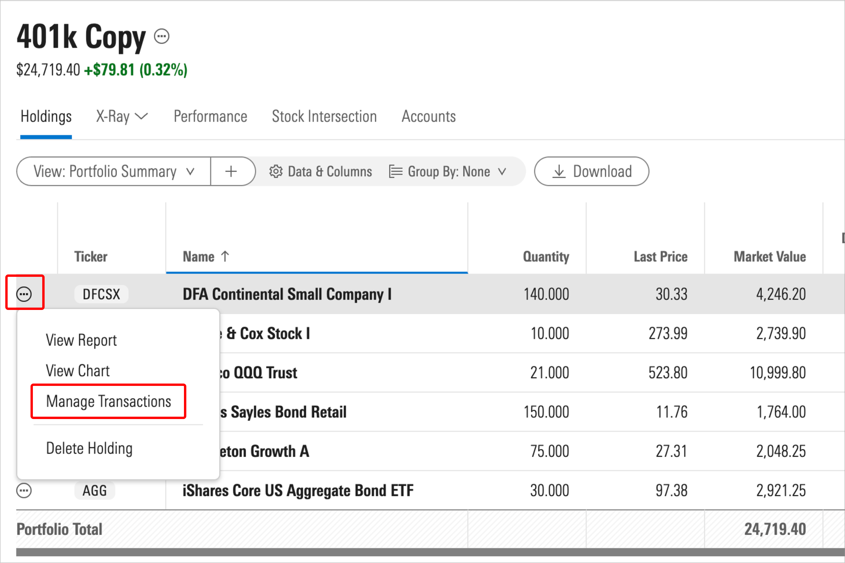 Rebalance a portfolio | Help | Morningstar