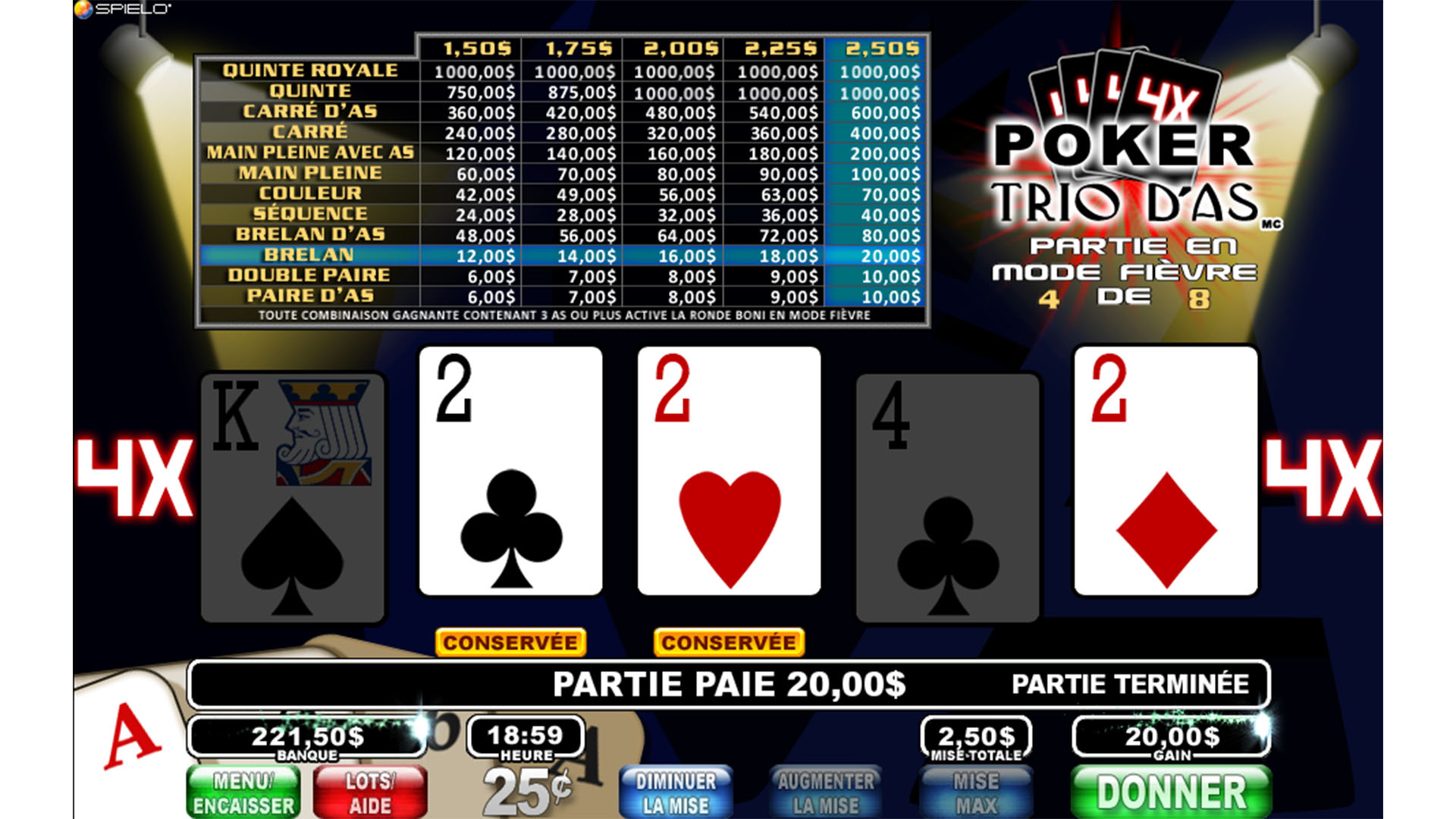 Découvrez le jeu Poker trio d'as – Loterie vidéo | Loto-Québec