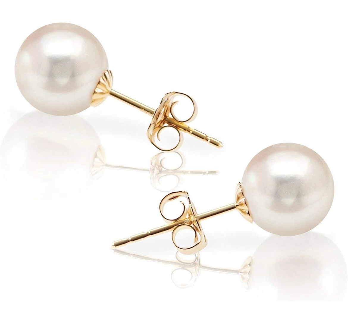 Solid Gold Lab-Created Pearl Studs $16 at Brad's Deals