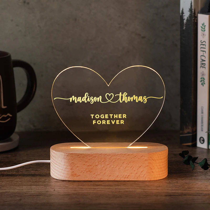 Custom Heart-Shape Night Light $24 at Brad's Deals