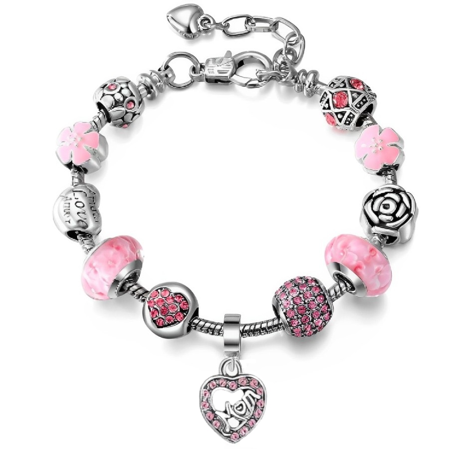 Pink Crystal Charm Bracelet $12 Shipped at Brad's Deals
