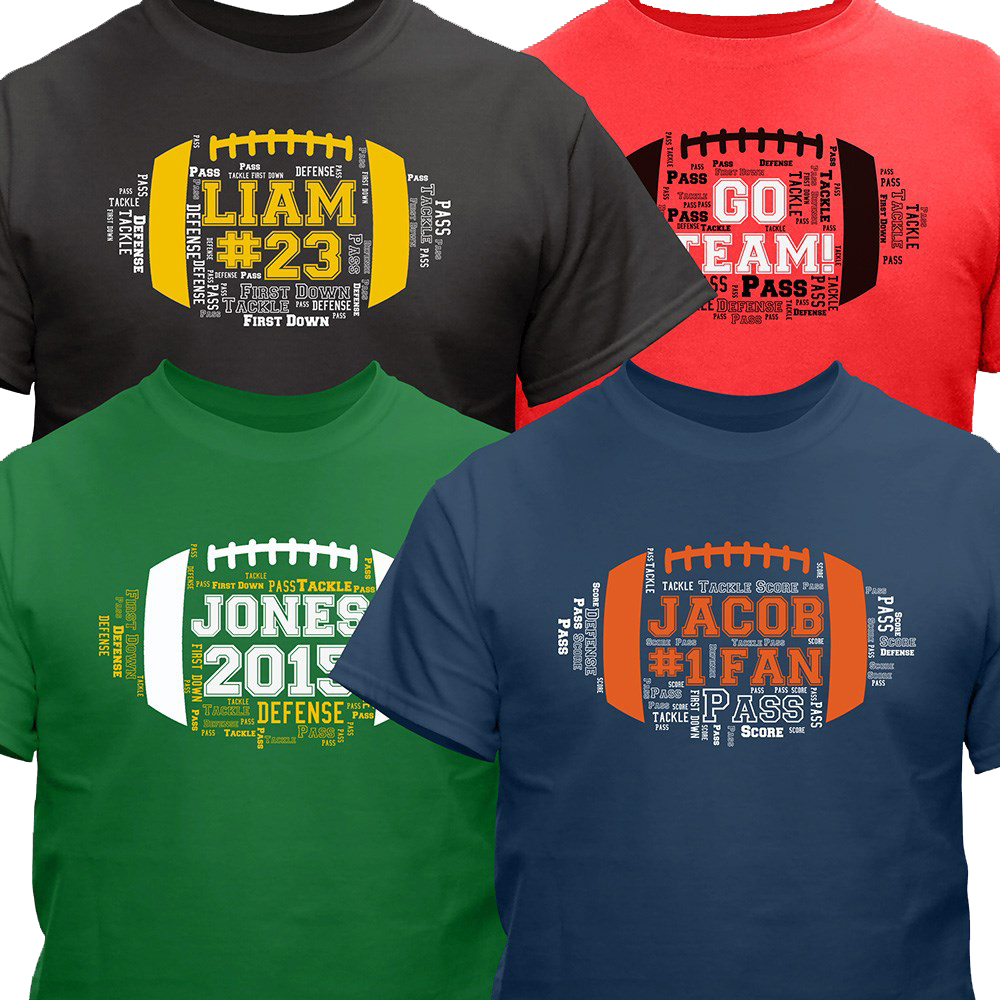 Custom Football Word-Art Tees $17 at Brad's Deals