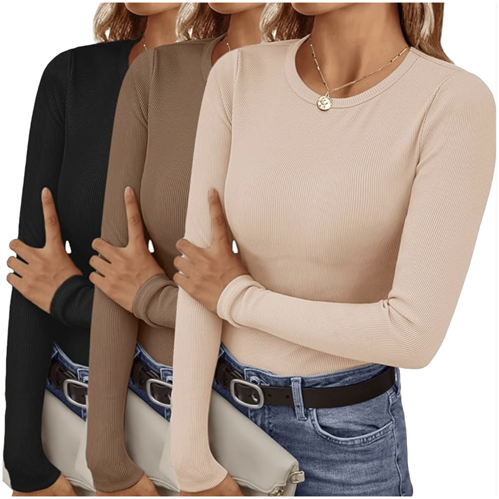 3pk Long-Sleeve Ribbed Tees $11 at Brad's Deals