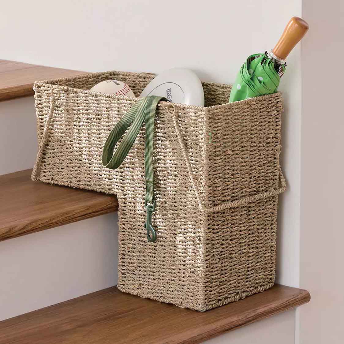 Woven Stair Basket with Handles $22 at Brad's Deals