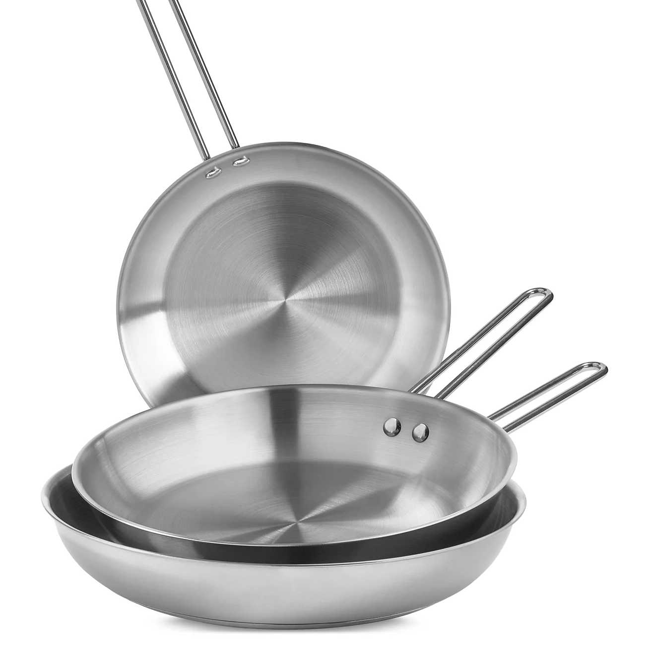 Set of 3 Stainless Fry Pans $21 at Brad's Deals