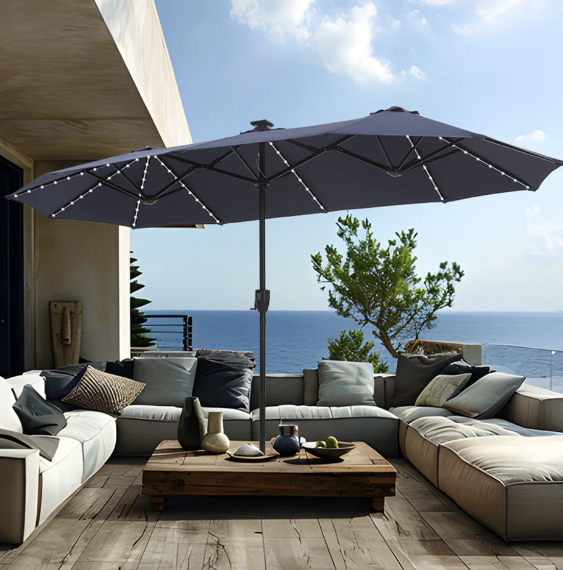13' Patio Umbrella with Lights $112 at Brad's Deals