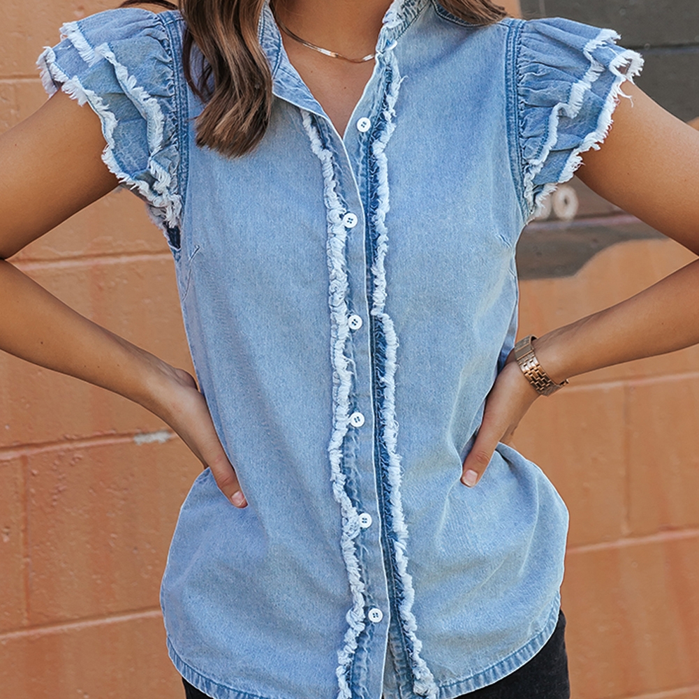 Ruffled Denim Top $29 Shipped at Brad's Deals