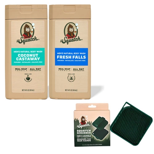 2pk Dr. Squatch Body Wash + Scrubber $35 at Brad's Deals
