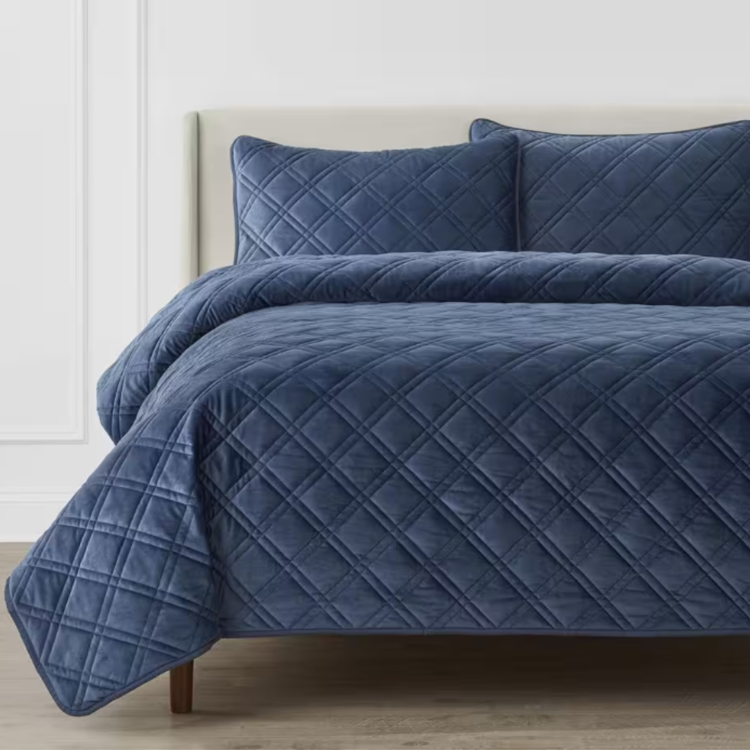 3pc Blue Velvet Comforter Set $25