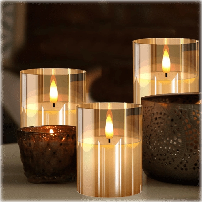 6pc LED Glass Candles $25 Shipped