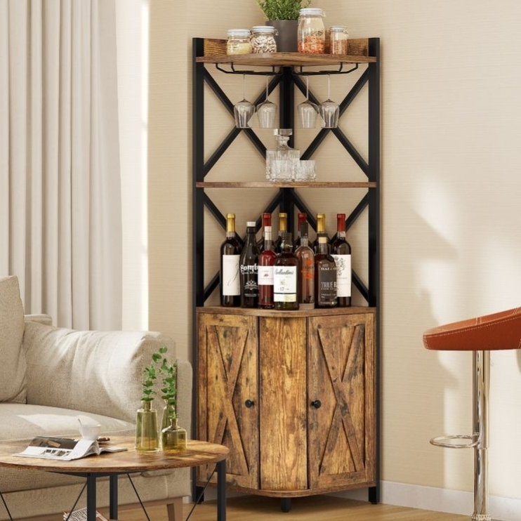 Rustic Corner Bar & Storage Cabinet $104 at Brad's Deals