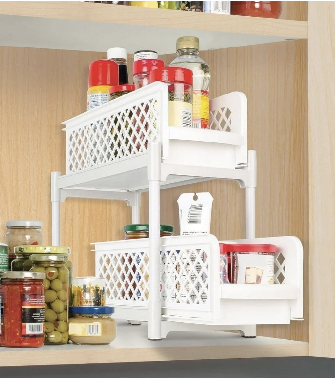 2pk 2-Tier Sliding Cabinet Organizers $25 at Brad's Deals