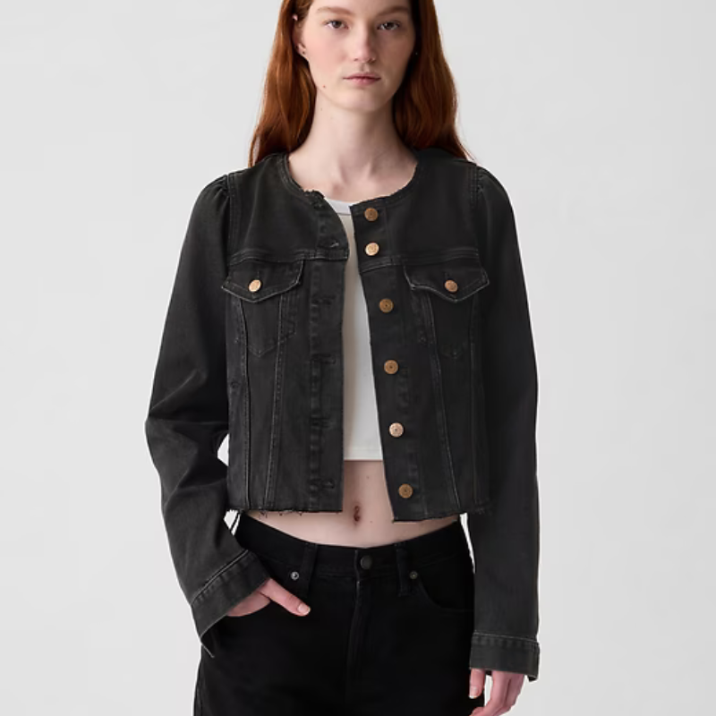 Gap Collarless Cropped Denim Jacket $25 at Brad's Deals