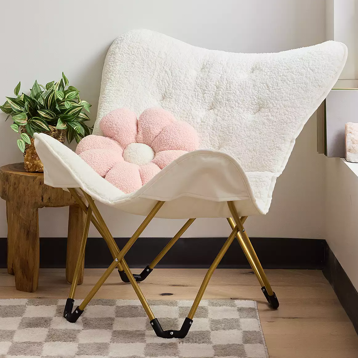 Sherpa Foldable Butterfly Chair $28 at Brad's Deals