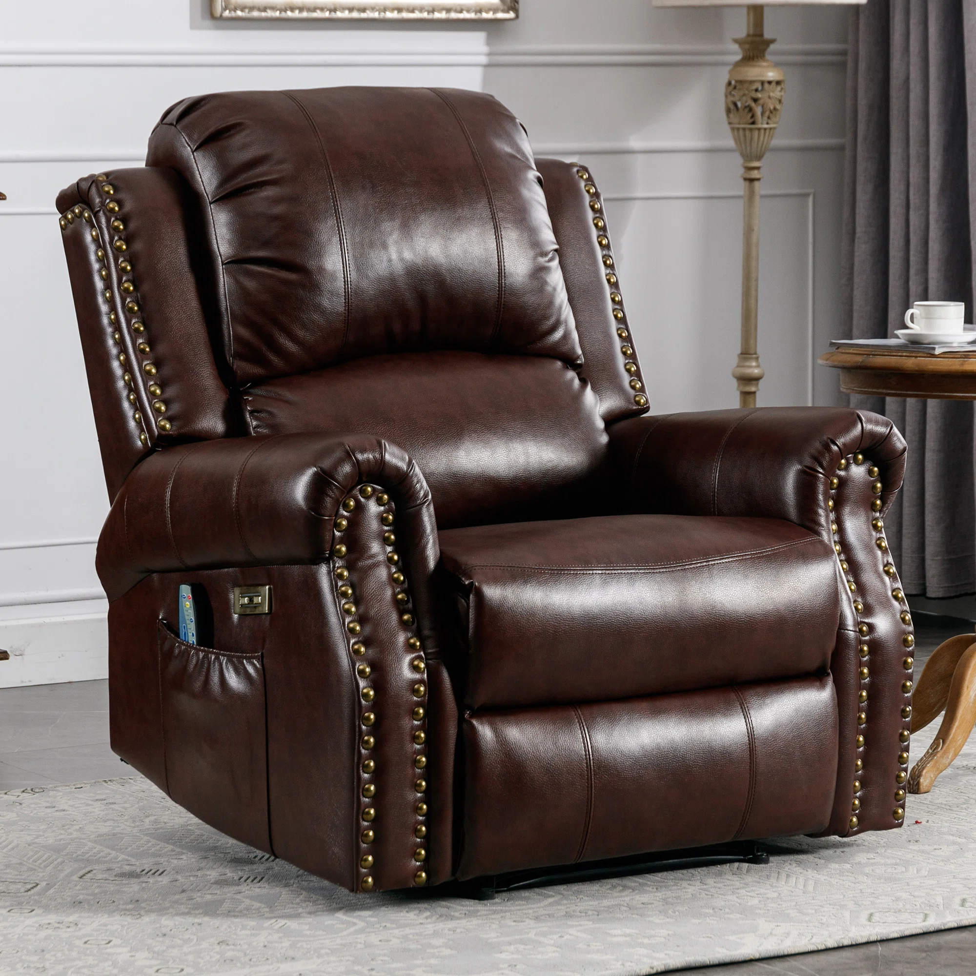 39" Wide Faux-Leather Power Recliner $350 at Brad's Deals