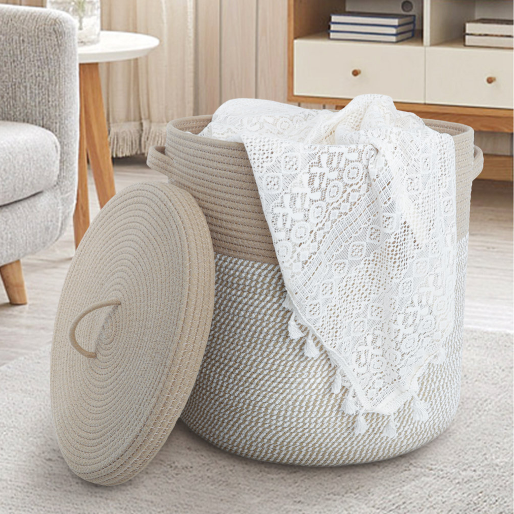 50L Woven Rope Storage Bin with Lid $37 at Brad's Deals