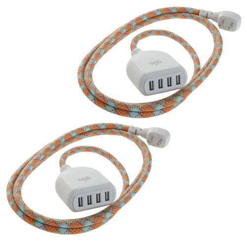 2pk 4-Port USB Extension Cords $8 at Brad's Deals