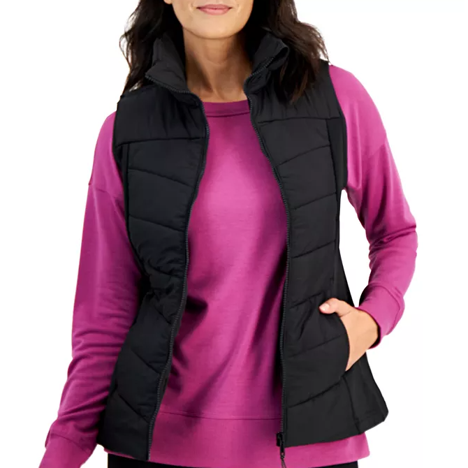 Puffer Vest with Stretchy Side Panels $20 at Brad's Deals