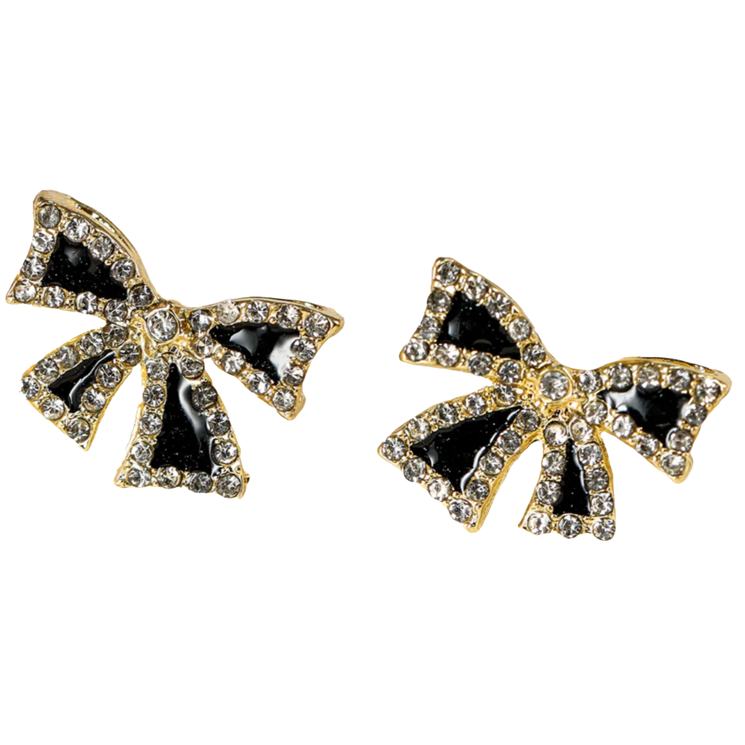Black Rhinestone Bow Earrings $10 at Brad's Deals