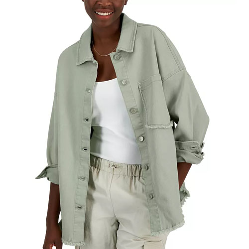Juniors' Denim Long-Sleeve Shacket $15 at Brad's Deals